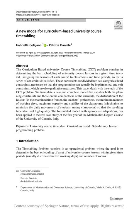 A New Model For Curriculum Based University Course Timetabling Request Pdf