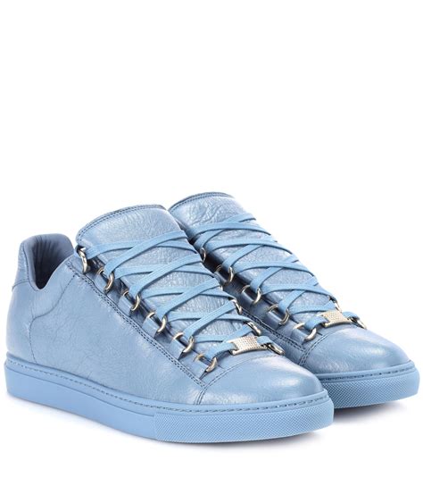 Balenciaga Arena Leather Sneakers In Blue Lyst