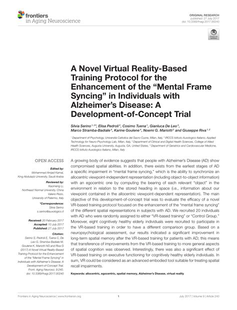 pdf a novel virtual reality based training protocol for the enhancement of the “mental frame