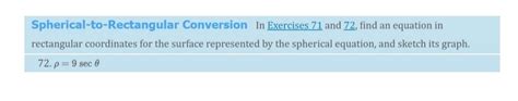Solved Spherical To Rectangular Conversion In Exercises 71