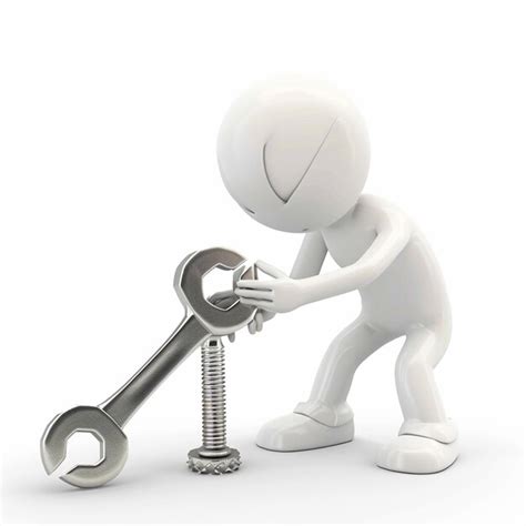3d Man With Fork Spanner Tightening A Nut On White Background Premium Ai Generated Image