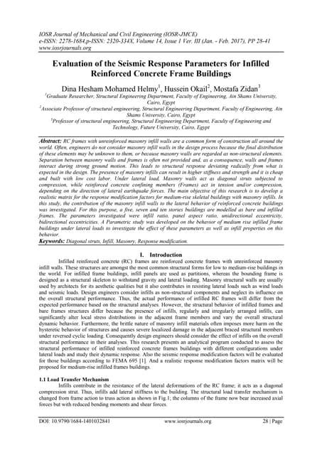 Evaluation Of The Seismic Response Parameters For Infilled Reinforced Concrete Frame Buildings