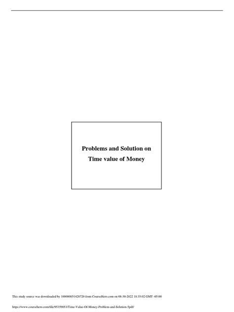 Time Value Of Money Problem And Solution 5 Pdf Present Value Time Value Of Money