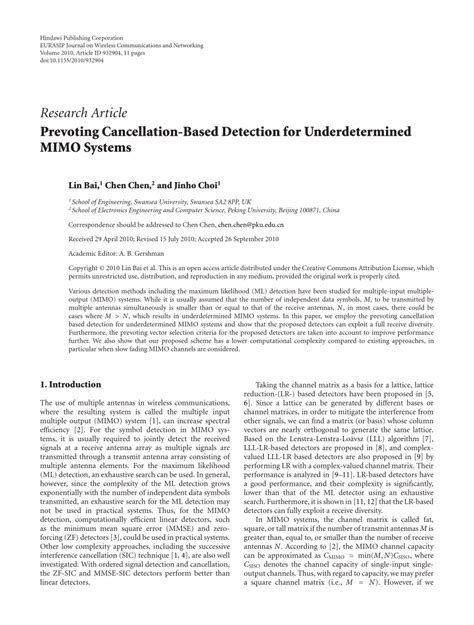 Pdf Prevoting Cancellation Based Detection For Underdetermined Mimo