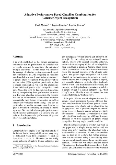 pdf adaptive performance based classifier combination for generic