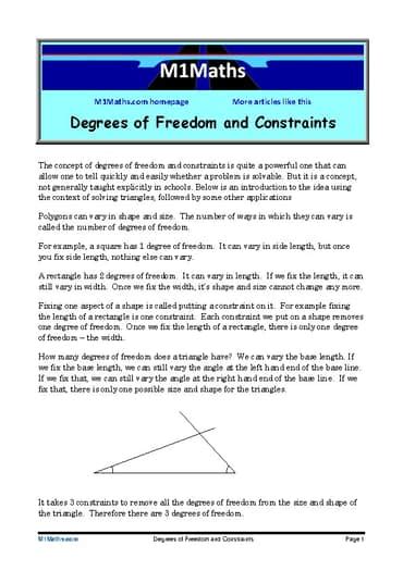 Degrees Of Freedom And Constraints By David Ilsley Tpt