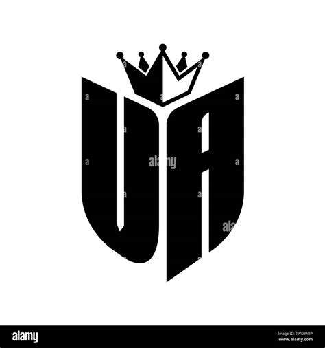 Va Letter Monogram With Shield Shape With Crown Black And White Color