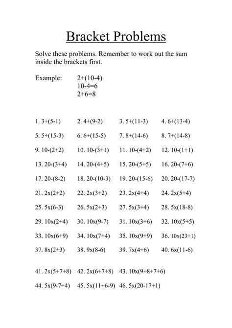Bracket Maths Pdf