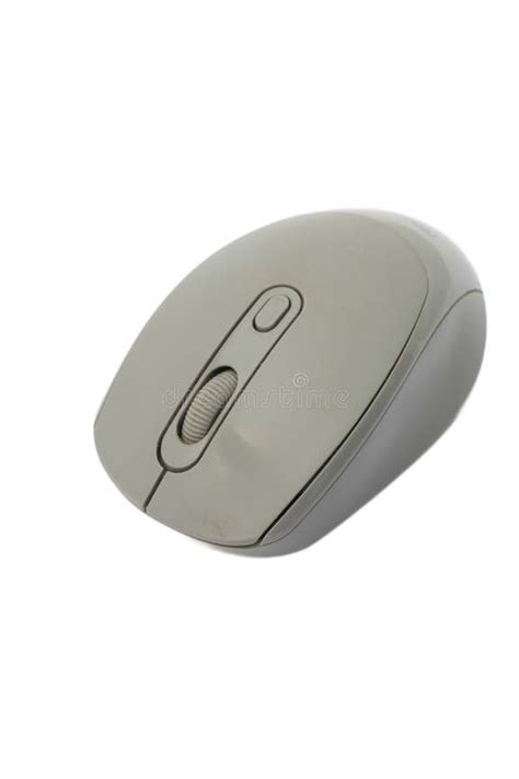 Wireless Light Gray Mouse With Scroll Wheel Isolated On White