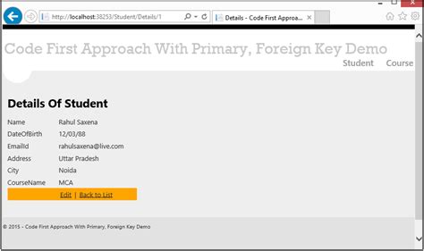 Code First Approach In Mvc With Entity Framework With Primary And Foreign Key Creation