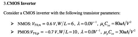 Solved CMOS Inverter Consider A CMOS Inverter With The Chegg