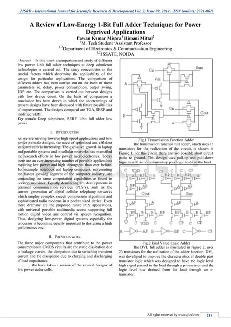 A Review Of Low Energy 1 Bit Full Adder Techniques For Power Deprived