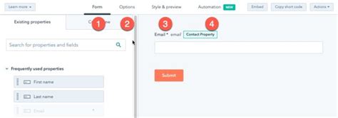 how to create an embedded or standalone form using hubspot inmotion