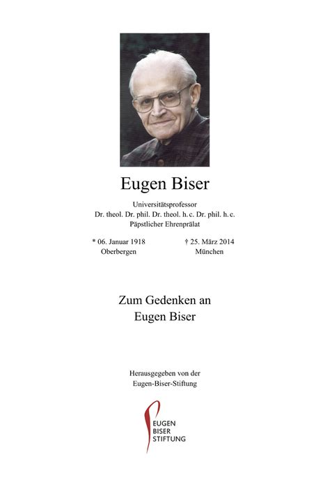 Zum Gedenken an Eugen Biser | Eugen-Biser-Stiftung