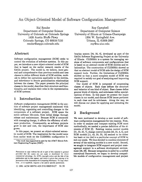 Pdf An Object Oriented Model Of Software Configuration Management