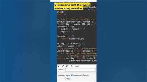 C Program To Print The Reverse Number Using Recursion Coding Code