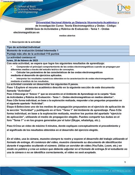 Activity Guide And Evaluation Rubric Unit 1 Task 1 Electromagnetic Waves In Open Media