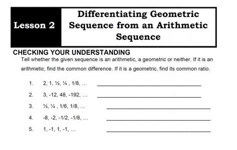 solved lesson 2 differentiating geometric sequence from an