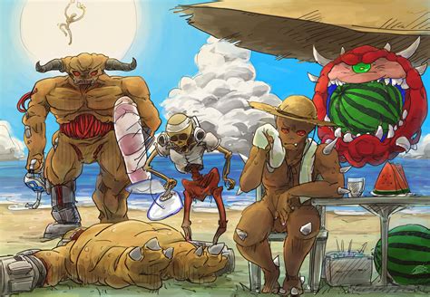 Cacodemon Imp Cyberdemon Revenant Mancubus And 1 More Doom Drawn By Kurashiki Nanka