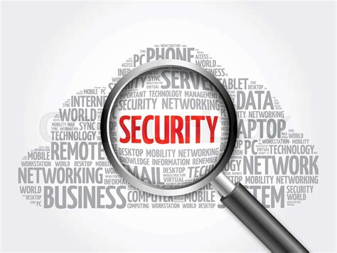 Security Word Cloud With Magnifying Glass Stock Image Colourbox