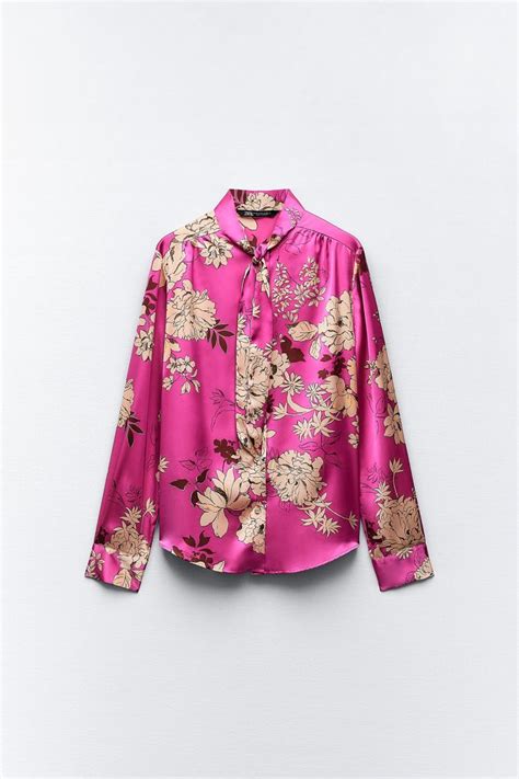 Printed Satin Shirt Satin Printed Shirts For Women Zara Satin Shirt