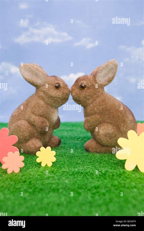Two toy rabbits Stock Photo - Alamy