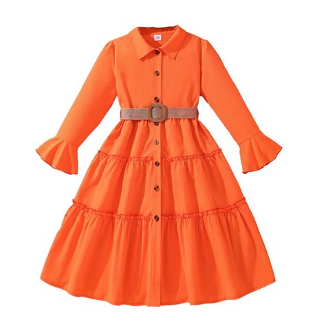 Mikilon Girls Long Sleeve Dress Tween Fall Formal Party Holiday Midi
