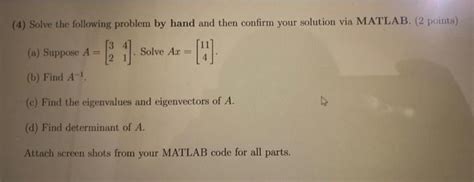 Solved 4 Solve The Following Problem By Hand And Then