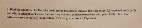 Solved 3 Find The Equation Of A Hermite Cubic Spline That