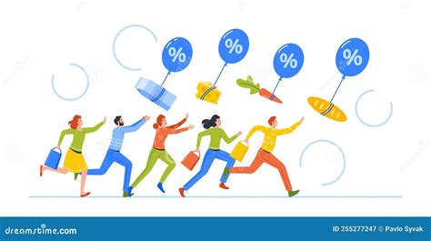 Food Inflation Landing Page Template Consumer Characters Chase Grocery Floating With Air