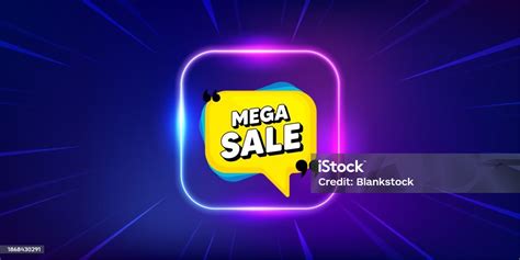 Mega Sale Bubble Discount Banner Shape Neon Light Frame Offer Banner