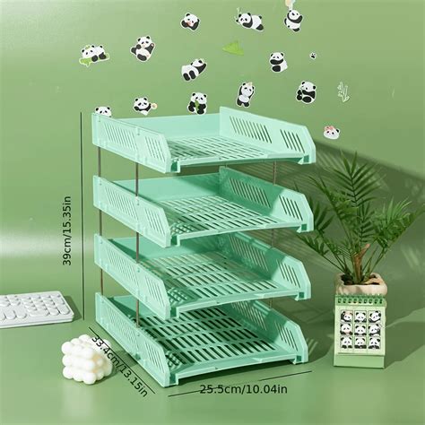 4 Tier Desktop Document Tray A4 Paper Storage Organizer Multi Layer File Folder Shelf Office