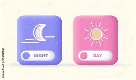 Vector Illustration Day And Night Mode Switch Set Simple Concept Of Interface Ui Symbol On Off