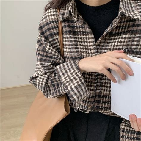 DFMEI 셔츠 여성용 봄 두꺼운 기모 체크 무늬 코트 디자인 느슨한 중간 길이 탑 가격 변동 추적 그래프 역대가