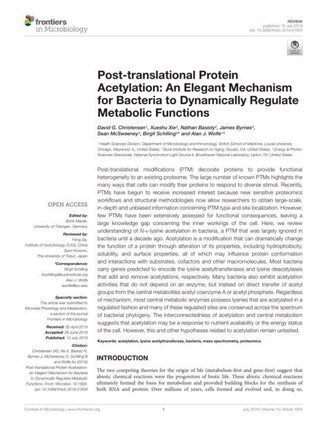 PDF Post Translational Protein Acetylation An Elegant Mechanism For
