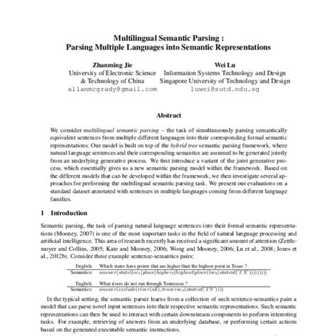 Multilingual Semantic Parsing Parsing Multiple Languages Into Semantic Representations Acl