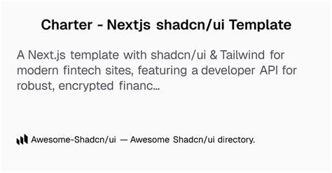 charter nextjs shadcn ui template next js fintech template build secure api first financial