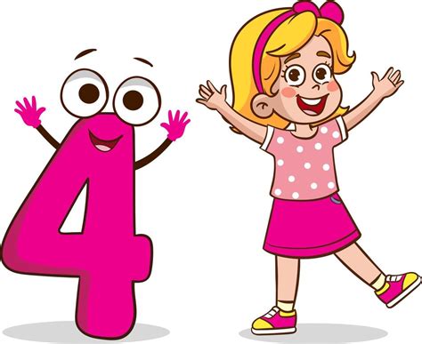 Numero 4 Clip Art Cute Cartoon Tiger With Number Four Vector