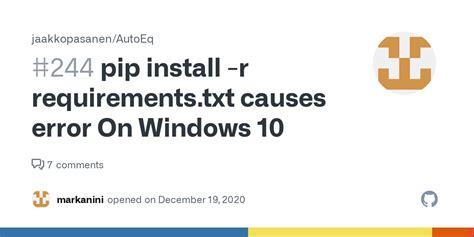 Pip Install R Requirementstxt Causes Error On Windows 10 · Issue 244