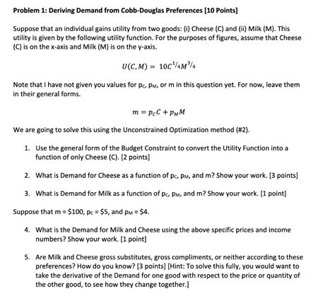 Solved Problem 1 Deriving Demand From Cobb Douglas
