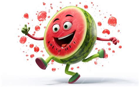 Premium Ai Image Isolated Dancing Watermelon In Pure White Isolated