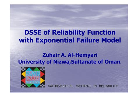 Pdf Dsse Of Reliability Function With Exponential Failure Model Pdf Dsse Of Reliability Function With Exponential Failure Model