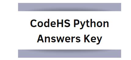 CodeHS Python Answers Key Student Portal