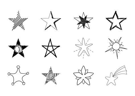 Estrellas De Diferentes Estilos Dibujados A Mano Diseño De Elementos