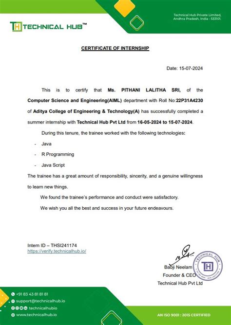 Internship Professionaldevelopment Career Grateful Lalitha Sri Pithani