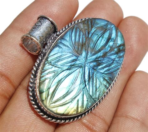 Labradorite Carving Pendant Labradorite Gemstone Pandant Designer