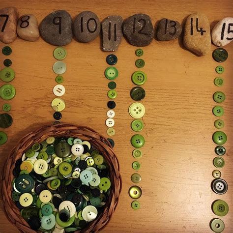 Numbers On Pebbles With Buttons Math Activities Preschool Eyfs