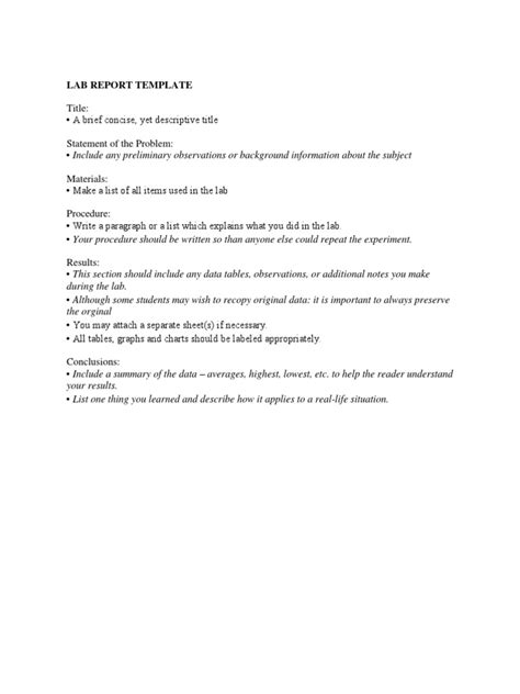 Laboratory Report Template Pdf