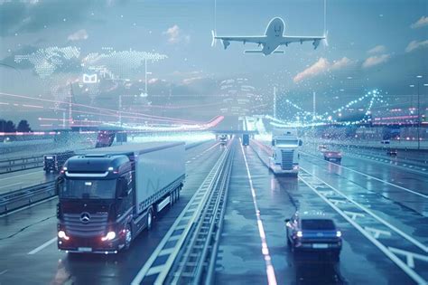 Dynamic Transportation And Logistics Concept With Freight Transport Premium Ai Generated Image