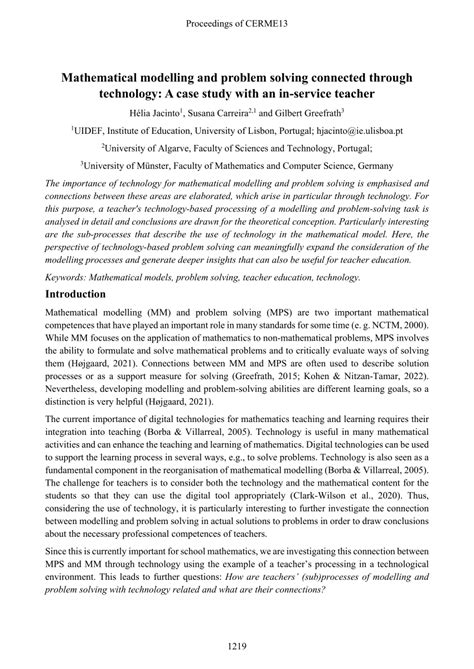 pdf mathematical modelling and problem solving connected through